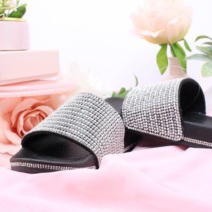 Primark | Shoes | Sparkly Glass Rhinestone Pearl Slide Sandals | Poshmark